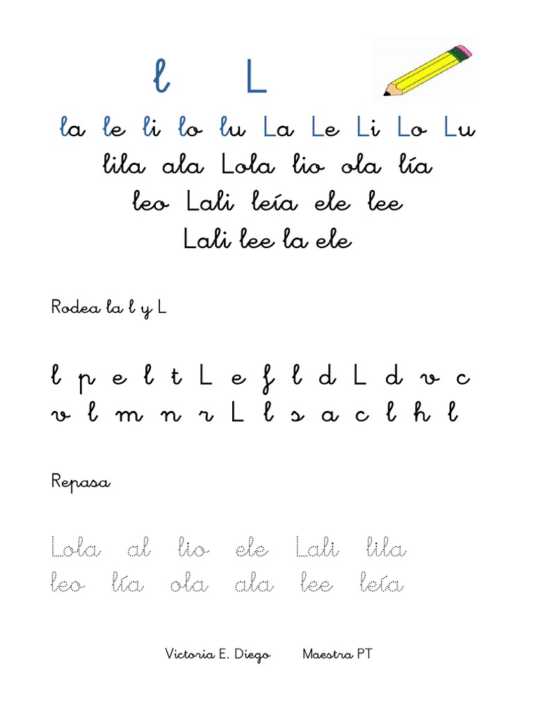 Letra L Lectoescritura | PDF | Artes del Lenguaje y Comunicación ...