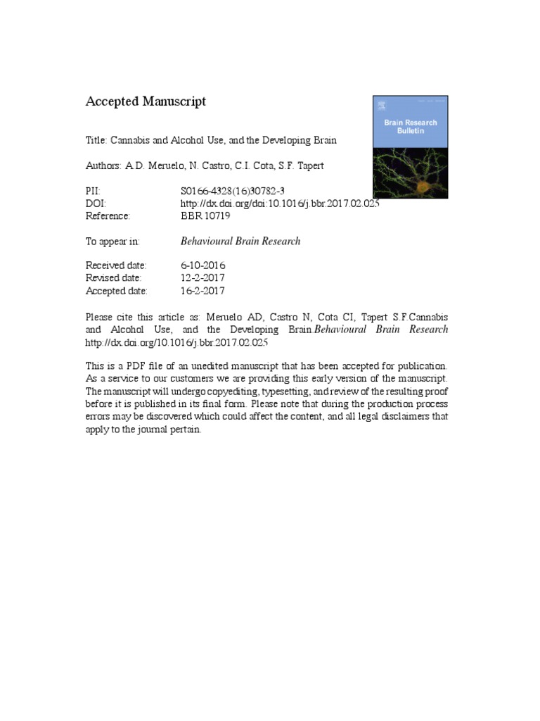 Cannabis and Alcohol Use, and The Developing Brain | PDF | Cingulate ...