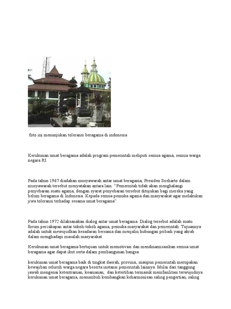 Foto Ini Menunjukan Toleransi Beragama Di Indonesia | PDF