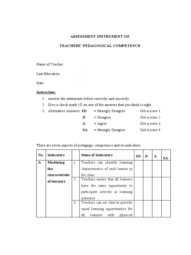 Assessment Instrument Edited 1612 Descargar Gratis Pdf Teachers