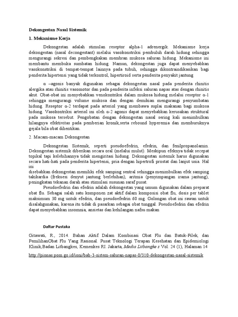 Mekanisme dan Jenis Dekongestan Nasal | PDF | Pengembangan Diri ...