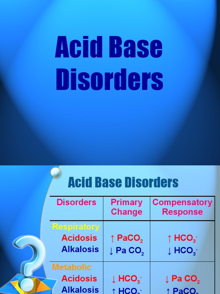 Acid Base Disorders | PDF | Human Diseases And Disorders | Medical ...