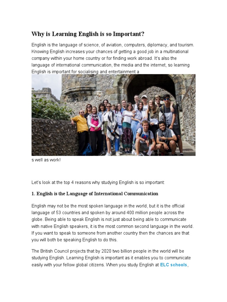 Why Is Learning English Is So Important | PDF | English Language | Fluency