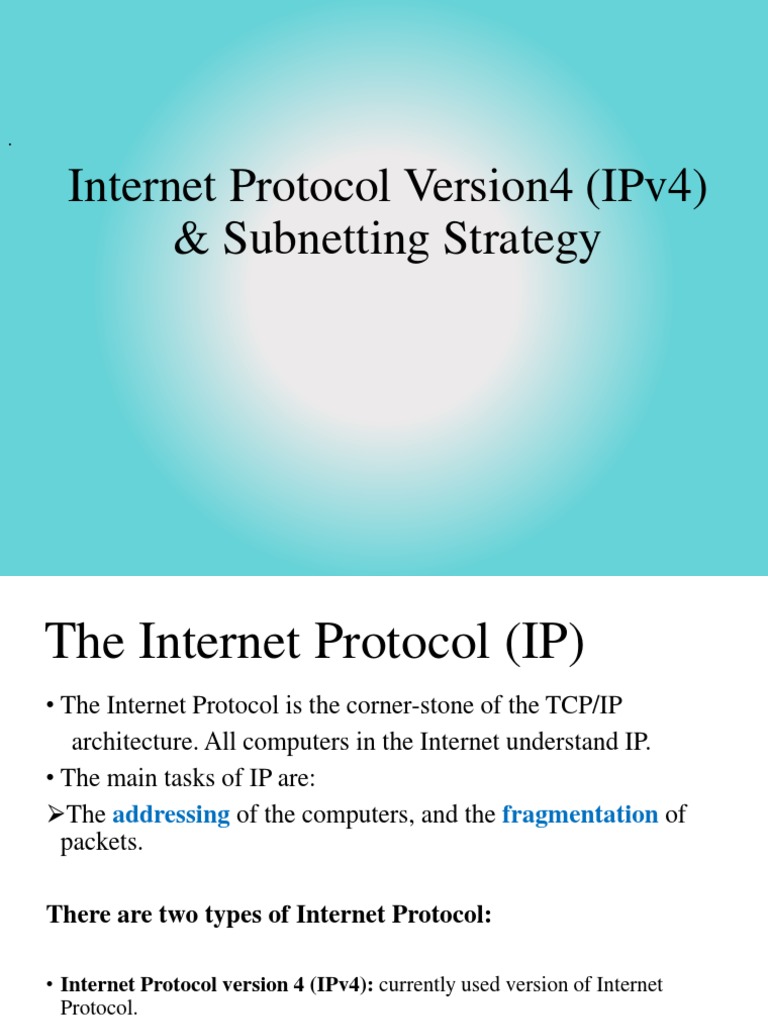 Internet Protocol Version4 (Ipv4) & Subnetting Strategy | PDF | Ip ...