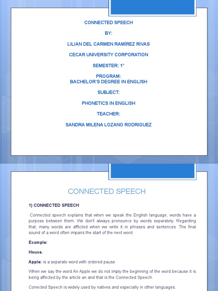 Connected Speech | PDF | Speech | English Language