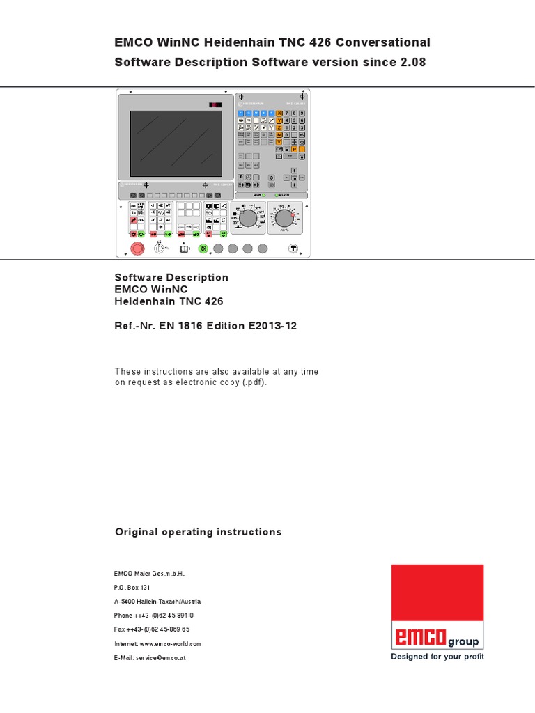 Emco Winnc Heidenhain TNC 426 Conversational The Emco Winnc Heidenhain ...