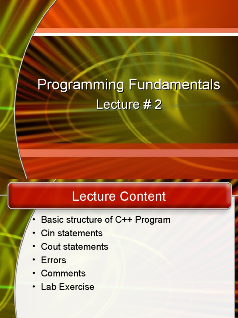 PF Lecture 2 (Cin, Cout, Basic Structure of Program) | PDF | C++ ... PF Lecture 2 (Cin, Cout, Basic Structure of Program) | PDF | C++ ...