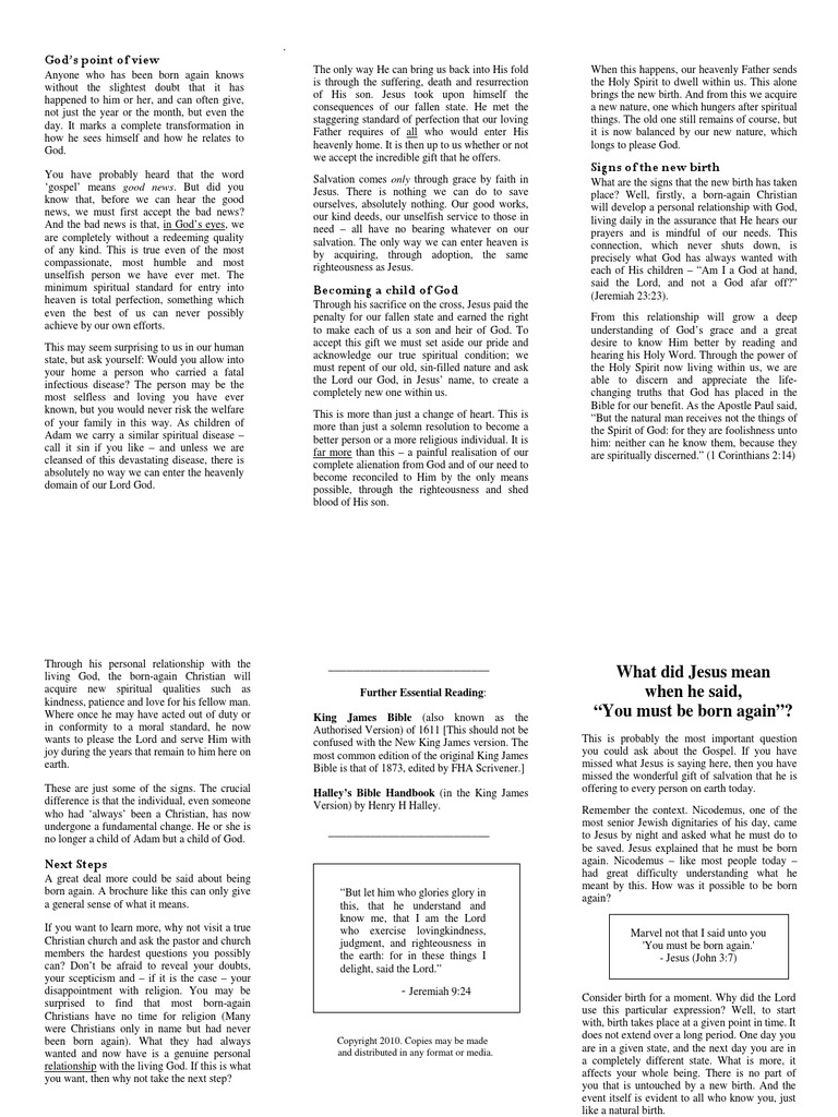 BORN AGAIN Foldable Flyer | Download Free PDF | Born Again | Grace In ...