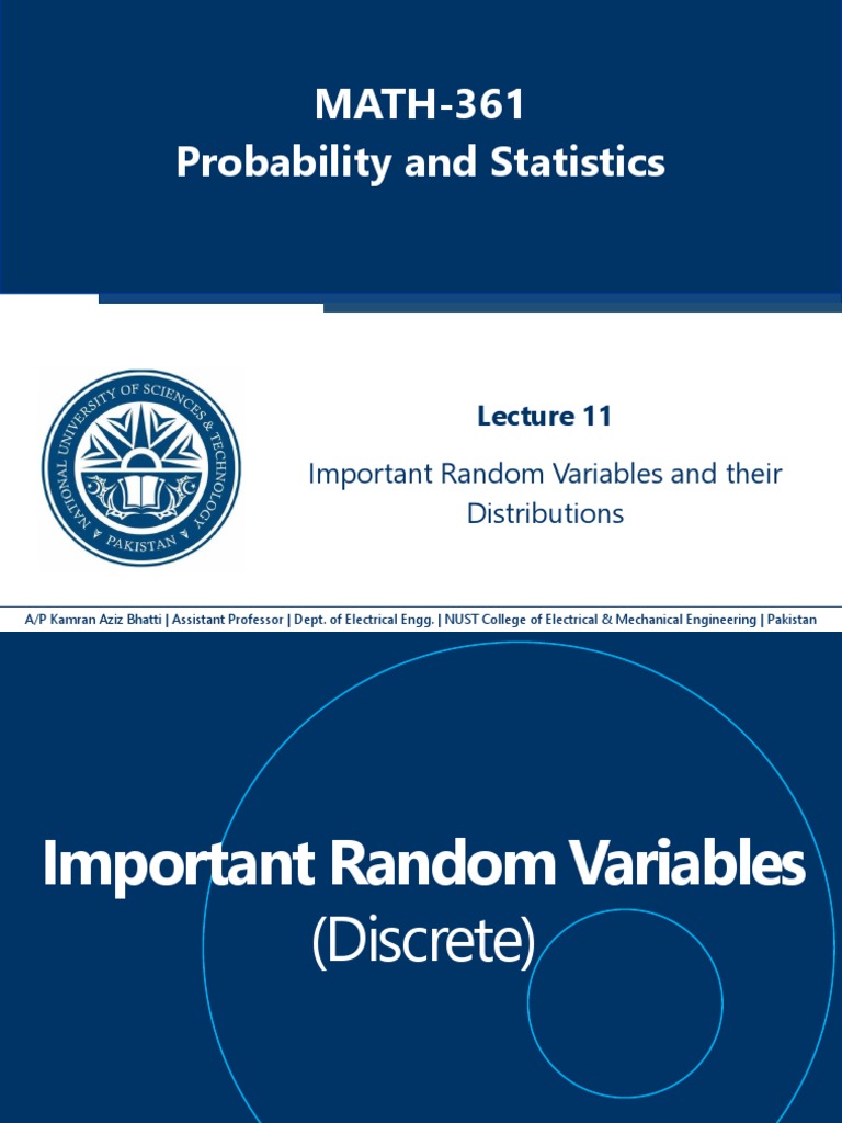 Week 6 - Important Random Variables and Their Distributions | PDF ...