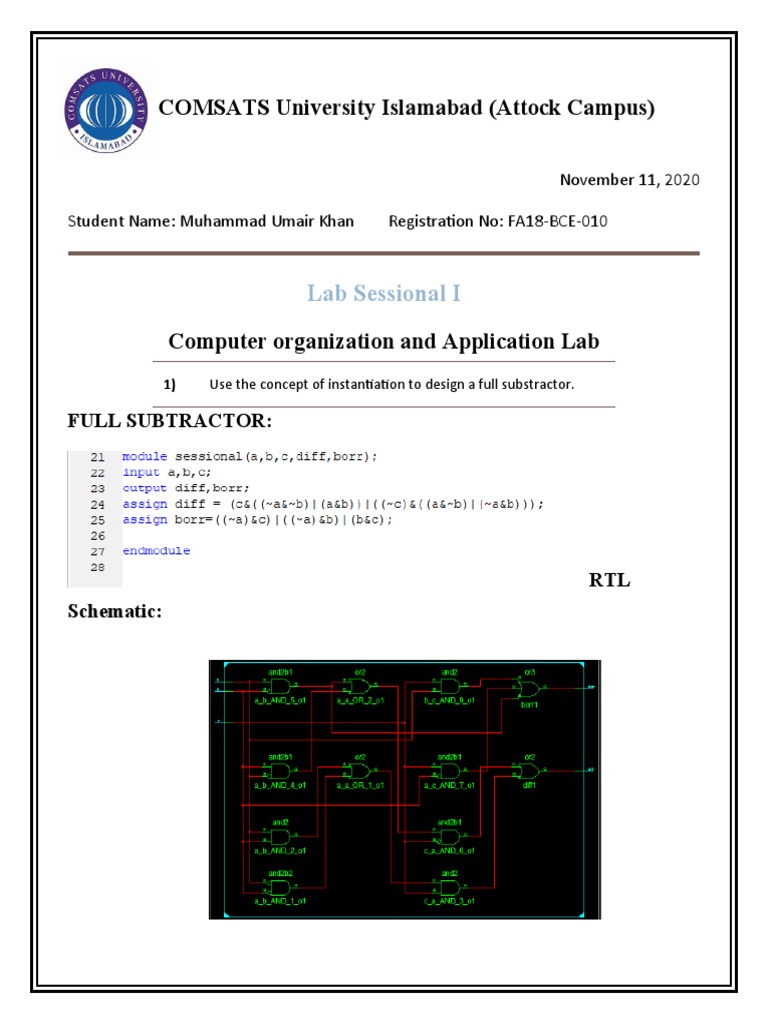 COMSATS University Islamabad (Attock Campus) : Lab Sessional I | PDF