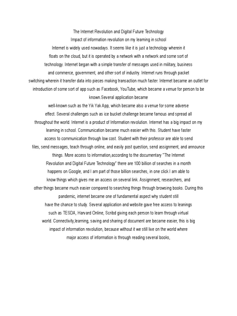 The Internet Revolution and Digital Future Technology | PDF | Computers ...