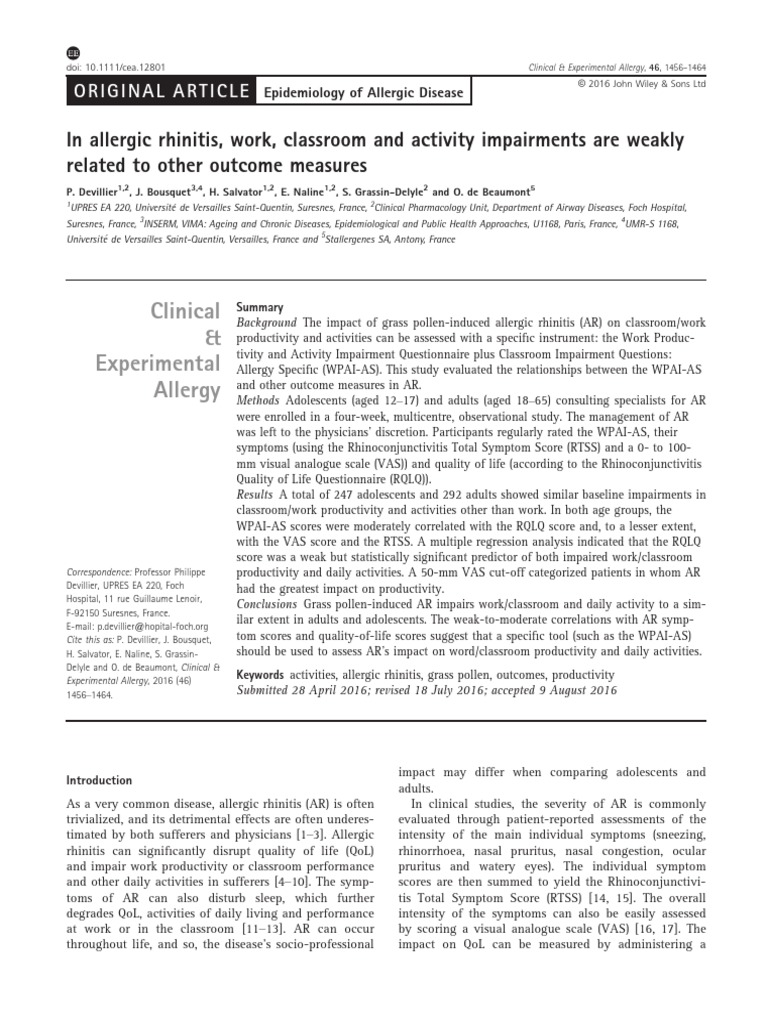 Clinical & Experimental Allergy | PDF | Allergy | Clinical Medicine