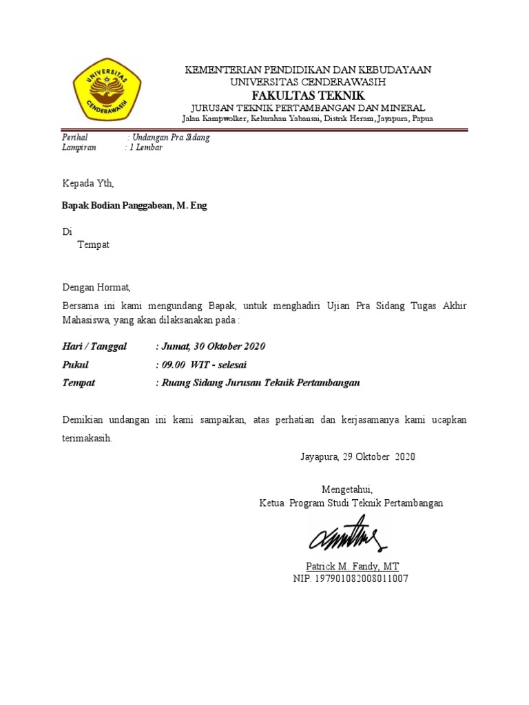 Undangan Pra Sidang Marjen2 | PDF