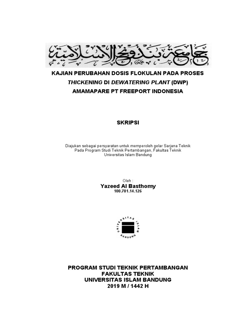 Kajian Perubahan Konsentrasi Flokulan Pada Proses Thickening Di ...