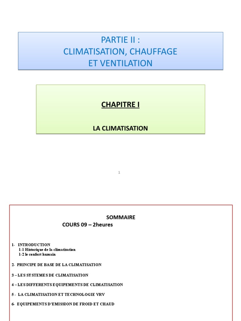 Cours sur la Climatisation et Ventilation | PDF | Pompe à chaleur ...