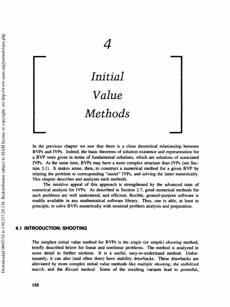Initial Value Methods: 4.1 Introduction: Shooting | PDF | Numerical ...