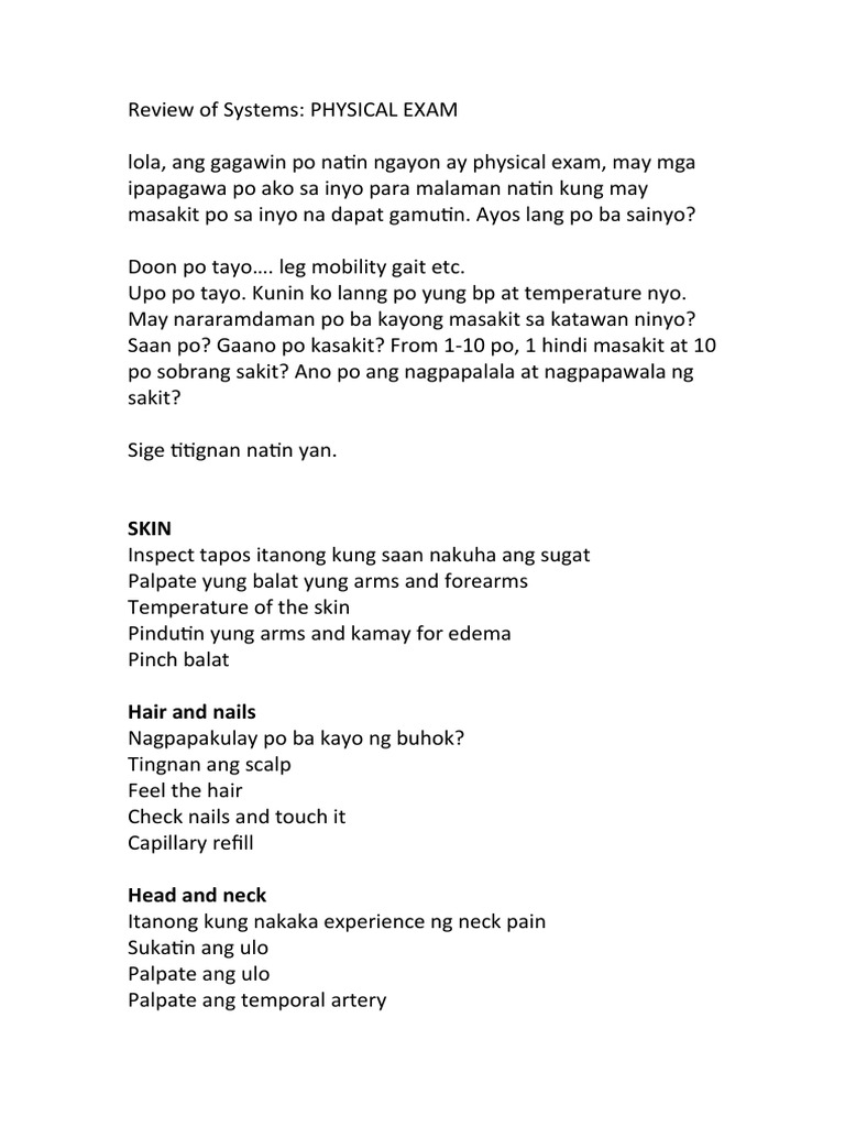 Review of Systems | PDF