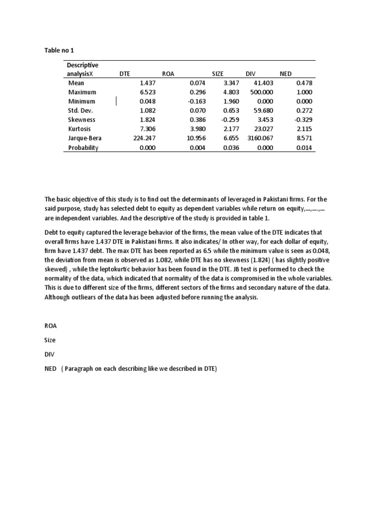 Describing The Tables For BRM | PDF | Coefficient Of Determination ...