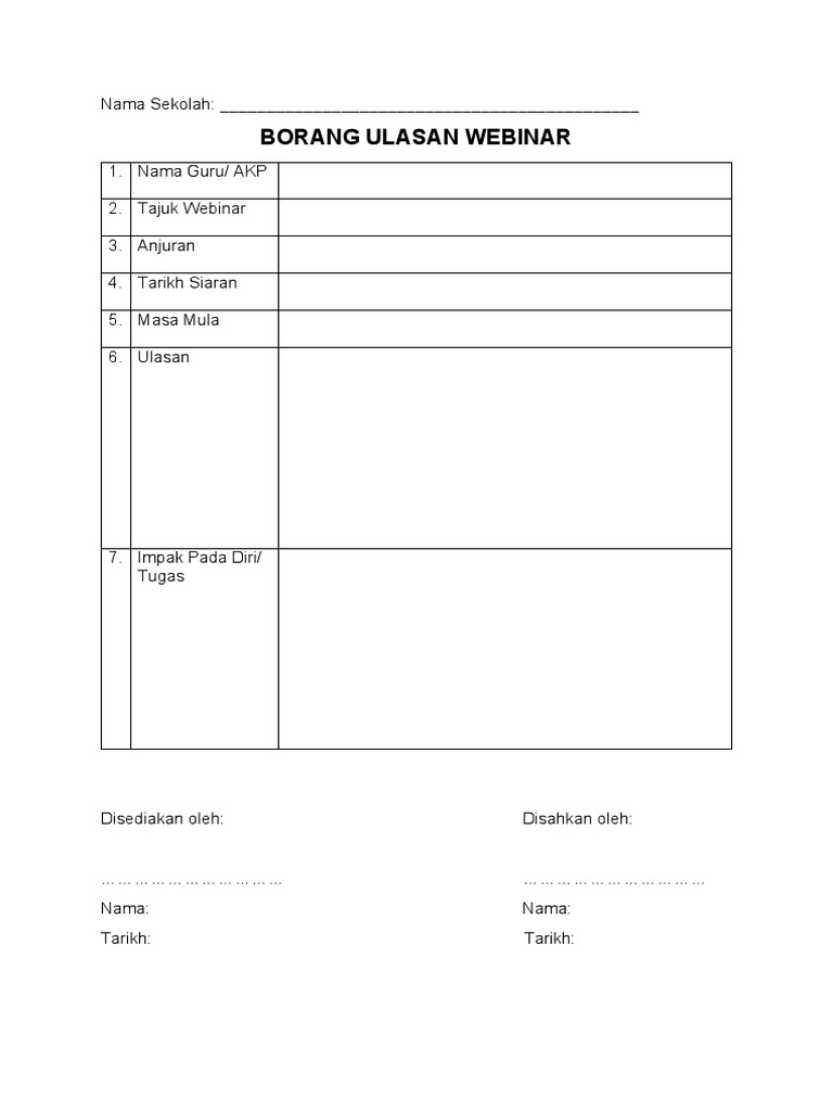Borang Ulasan Webinar | PDF