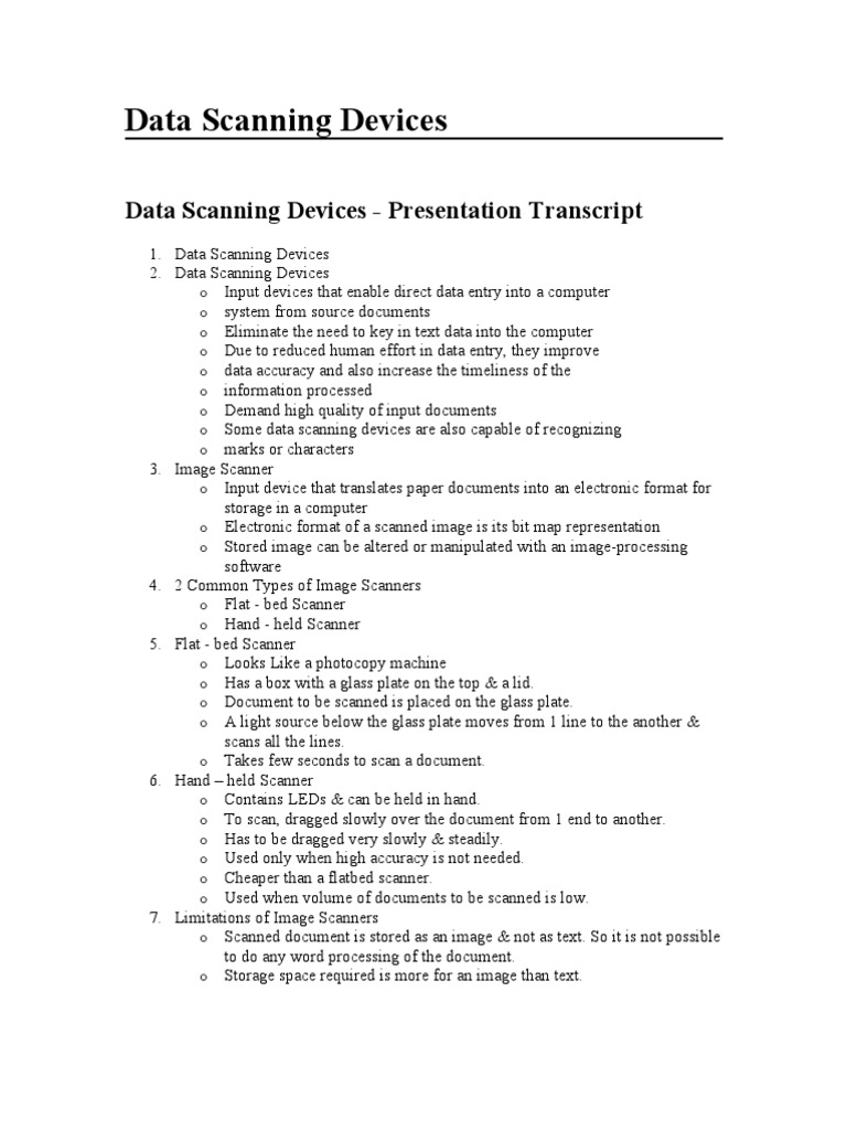 Data Scanning Devices Pdf Image Scanner Optical Character Recognition