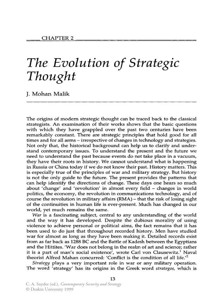 The Evolution of Strategic Thought: Mohan Malik | PDF | Military ...