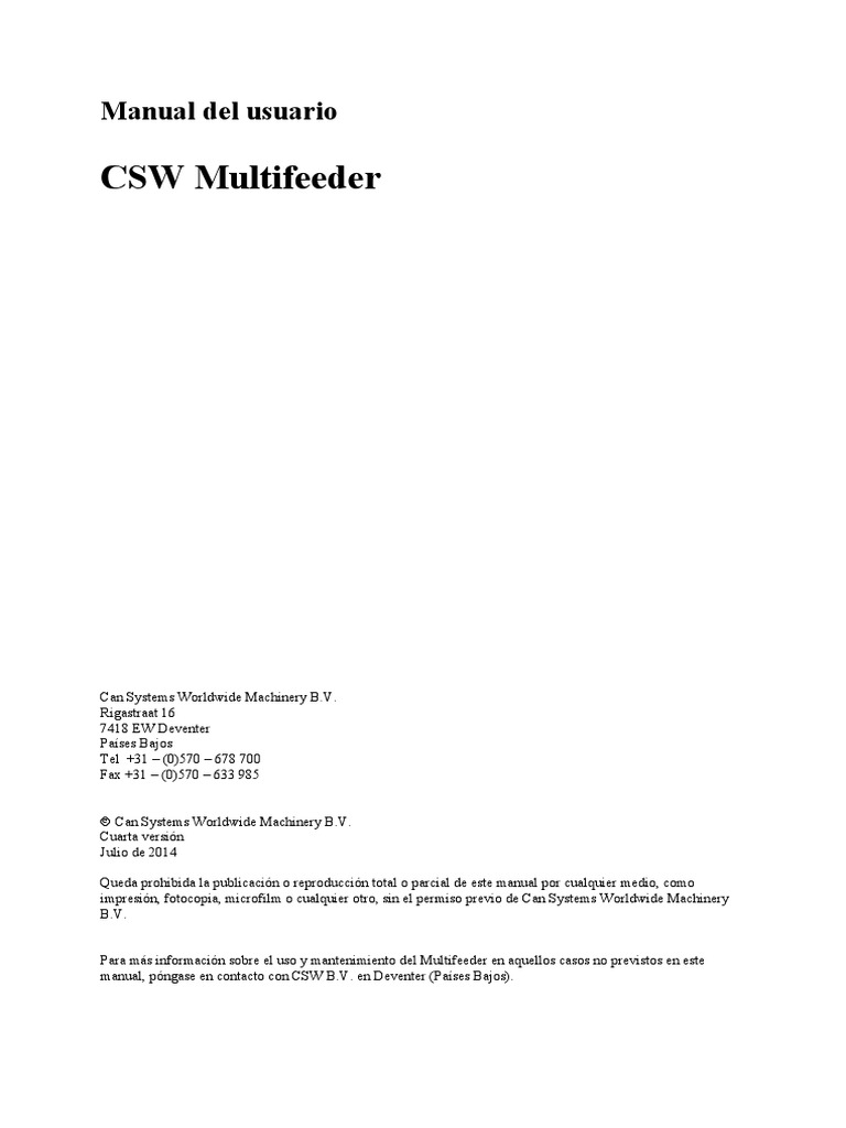 Multifeeder CSW Manual | PDF | Papel | Perforar