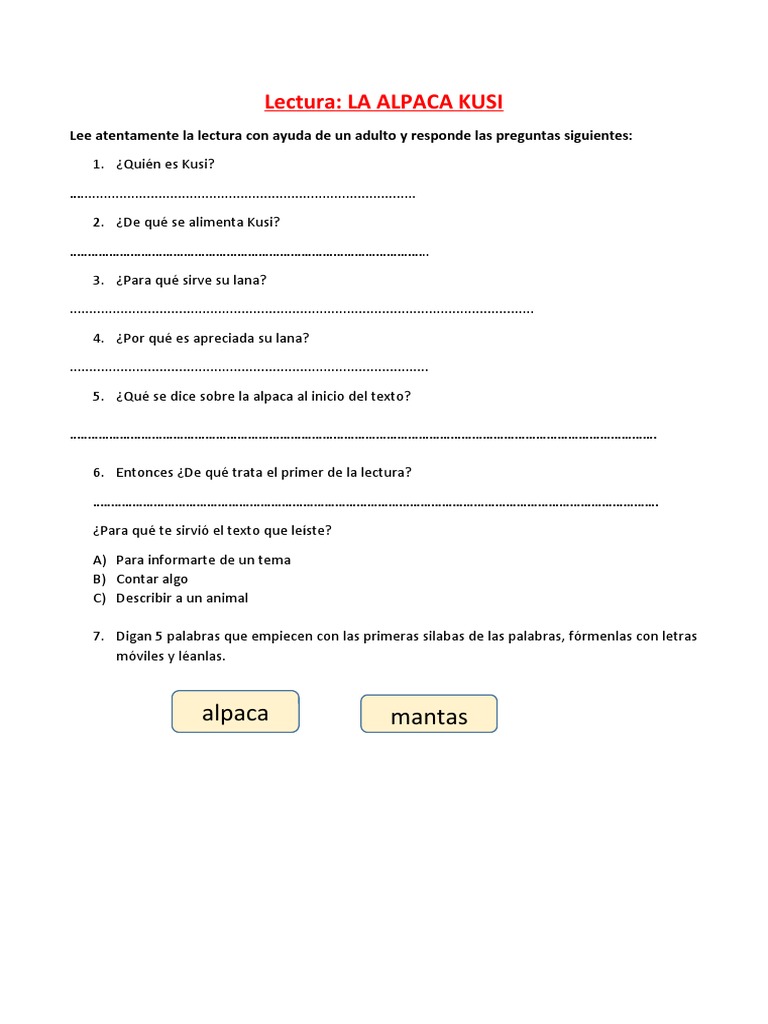 Lectura Comprensiva Con Preguntas | PDF