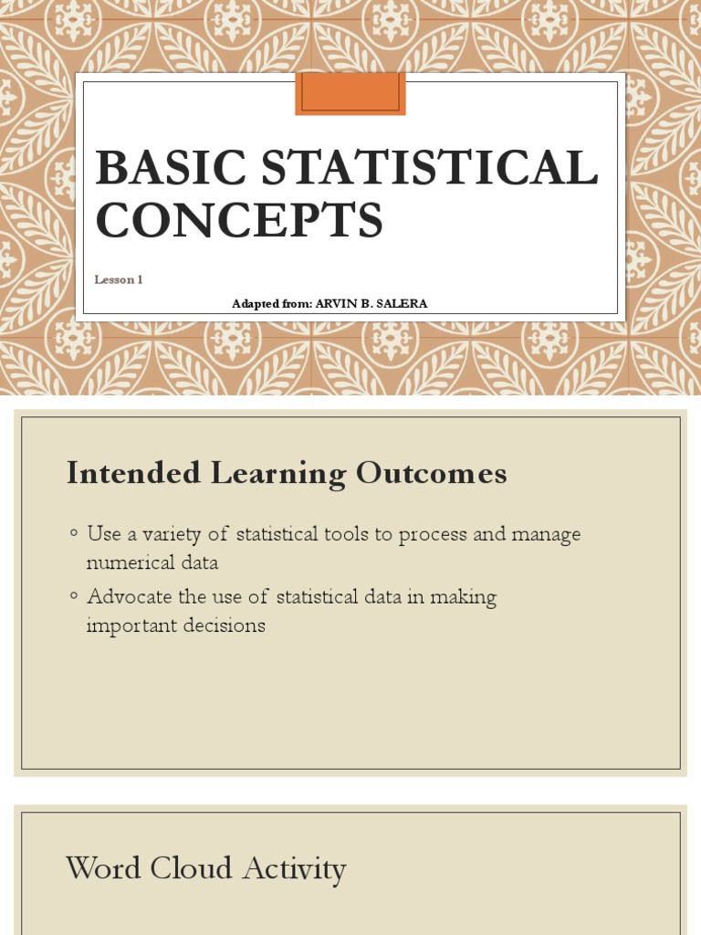 Basic Statistical Concepts: Lesson 1 | Download Free PDF | Level Of Measurement | Statistical ...