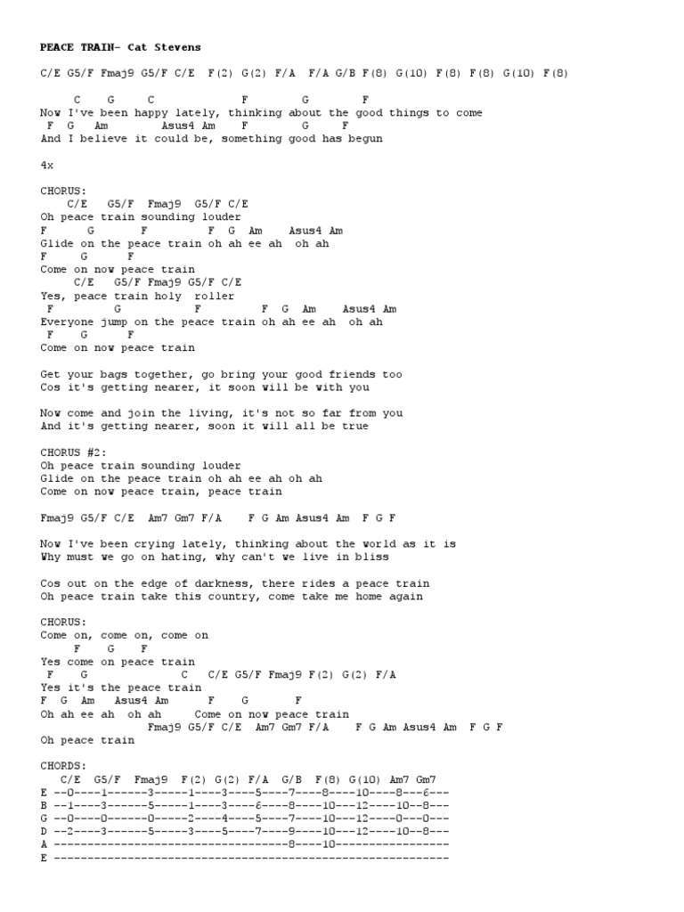 Peace Train Guitar Chords