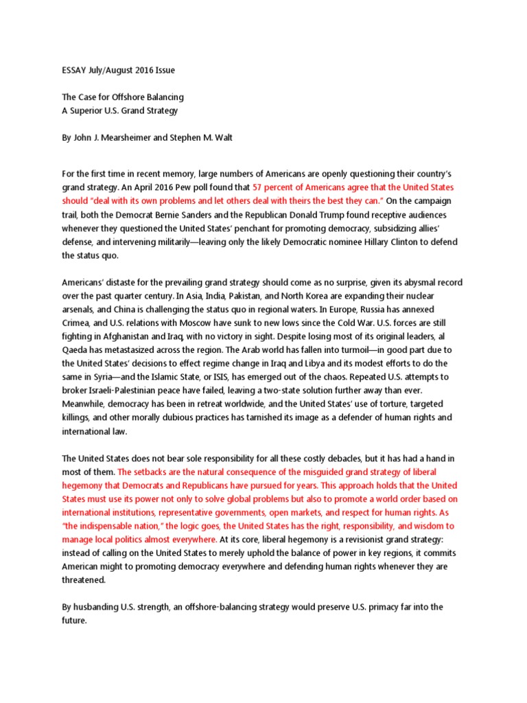 The Case For Offshore Balancing | PDF | Grand Strategy | Nuclear Weapons