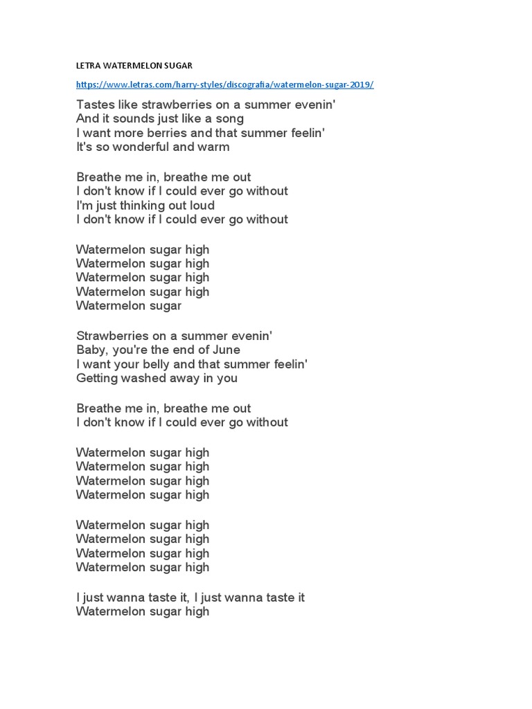 Letra Watermelon Sugar | PDF