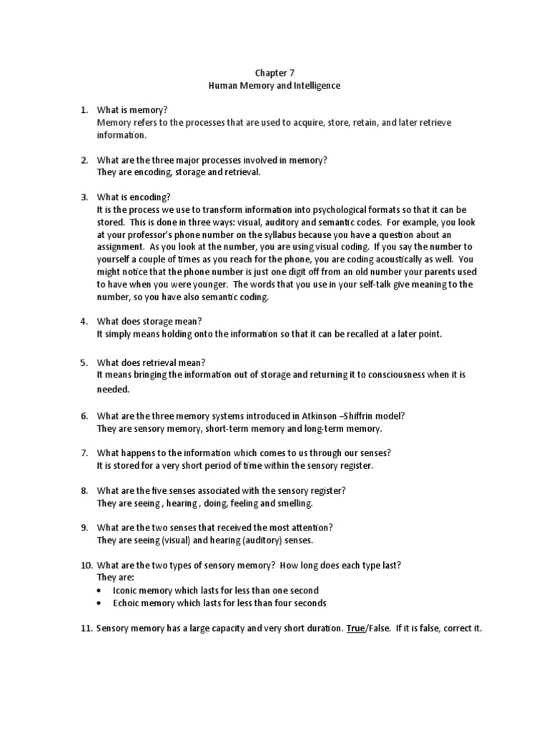 Memory Processes in Psychology | PDF | Memory | Recall (Memory)