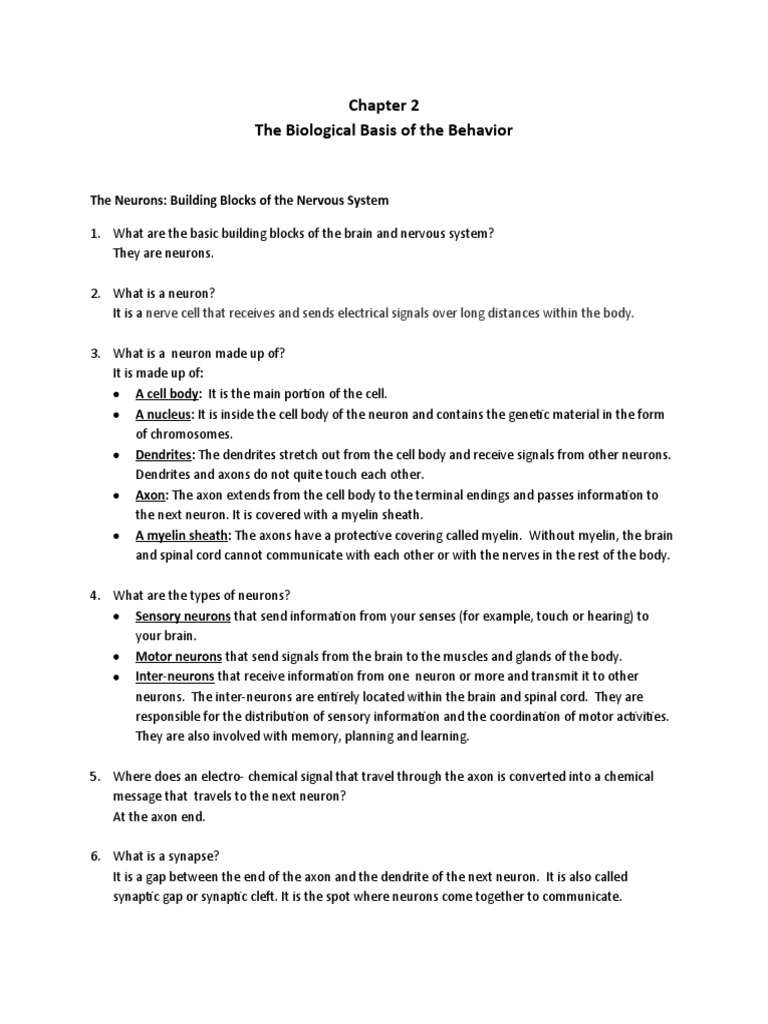 General Psychology Questions and Answers For Chapter 2 | PDF | Nervous ...