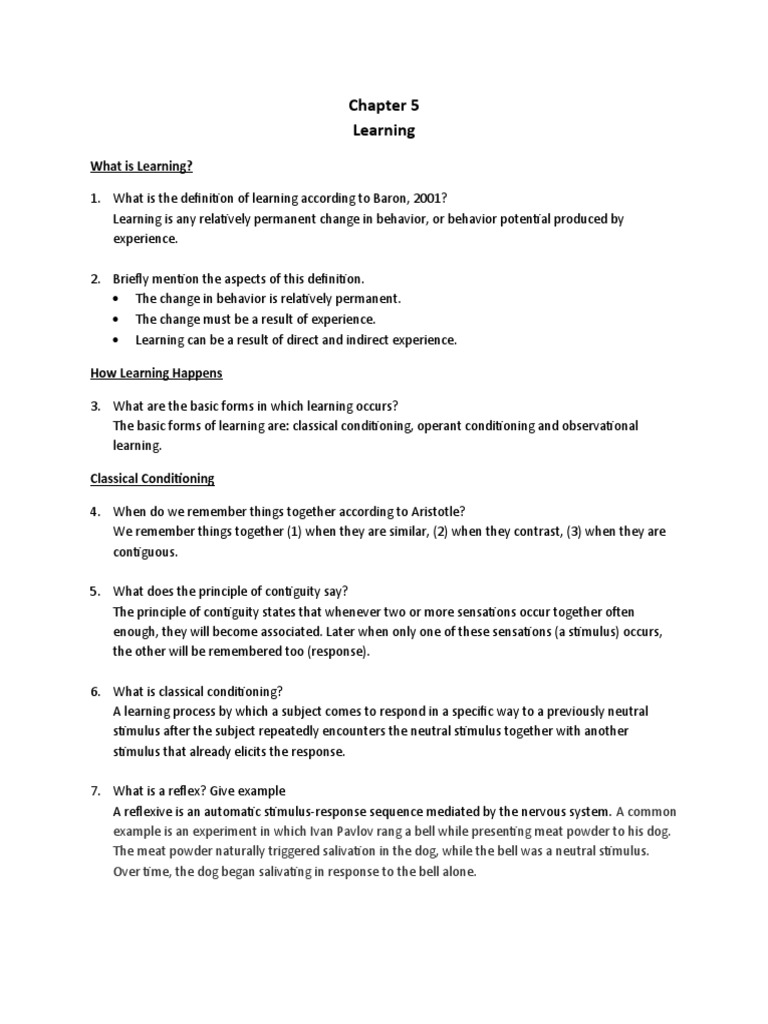 General Psychology Questions and Answers For Chapter 5 | PDF ...