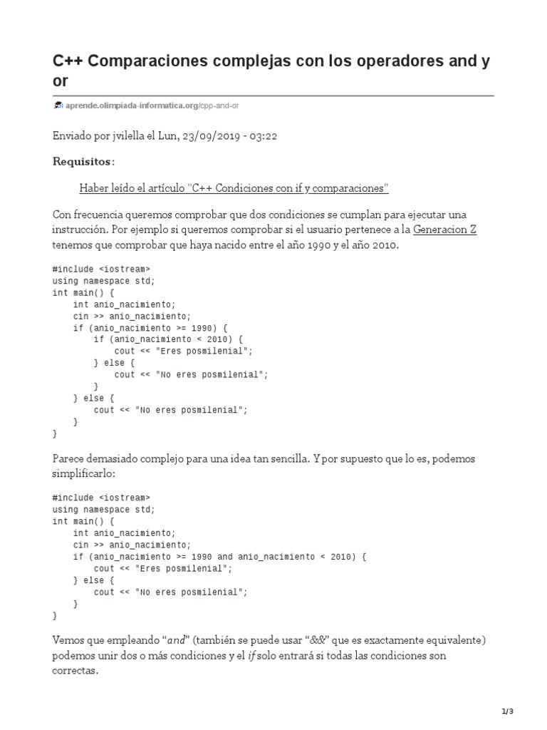 5.-C++ Comparaciones Complejas Con Los Operadores and y or | PDF | C ...