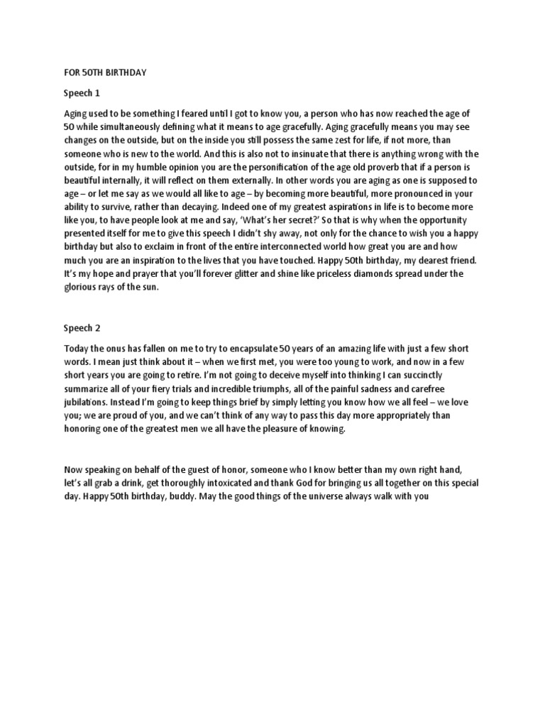 Birthday Speeches and Poems | PDF