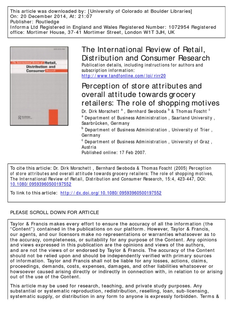 Shopping Motives and Retail Attitudes | PDF | Retail | Motivation