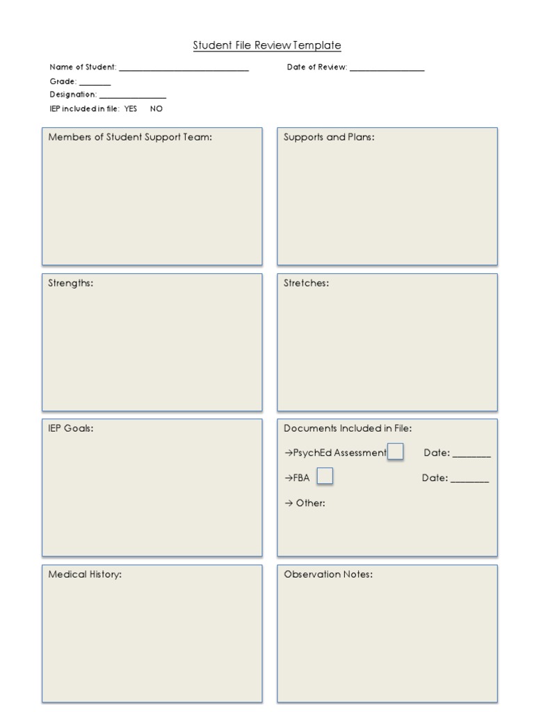 Student File Review Template | PDF