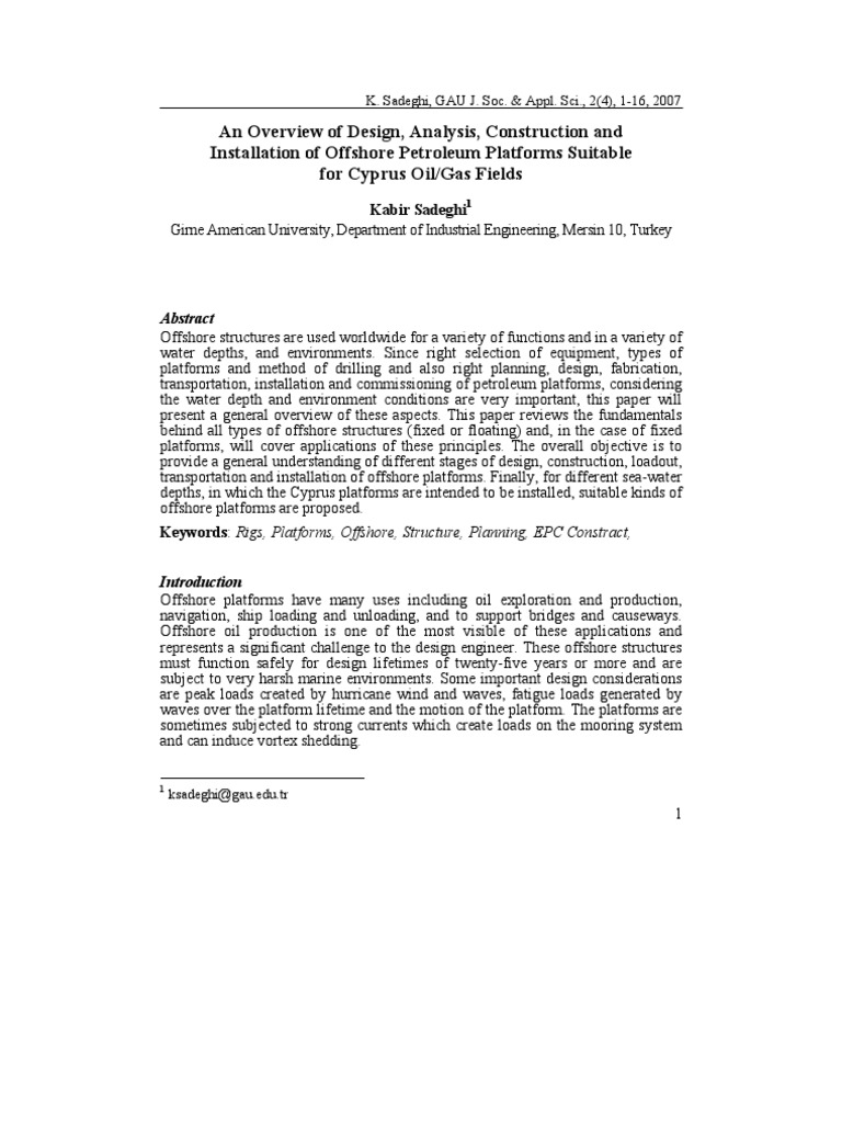 Design of Offshore Platform | PDF | Offshore Drilling | Drilling Rig