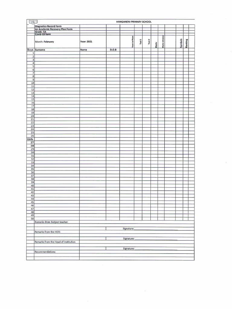 Diagnostic Test Assessment Form | PDF
