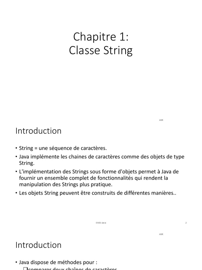 Chapitre 1 - String | PDF | Interface (Informatique) | Java (Langage de programmation)