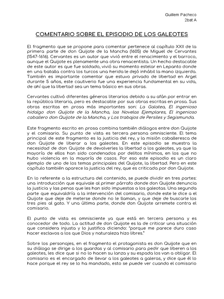 Aventura de los Galeotes en Don Quijote | PDF | Don Quijote | Miguel De ...