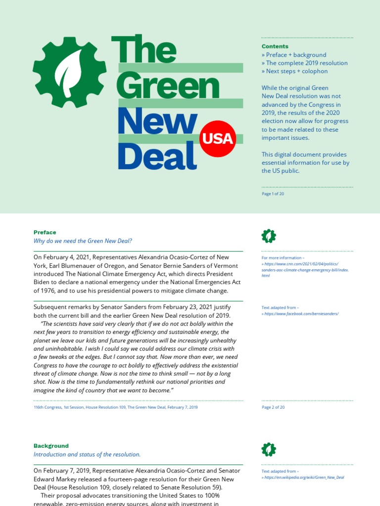 The Green New Deal USA | PDF | Climate Change | New Deal