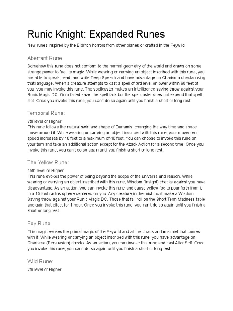 Runic Knight - Expanded Runes | Download Free PDF | Runes | Leisure