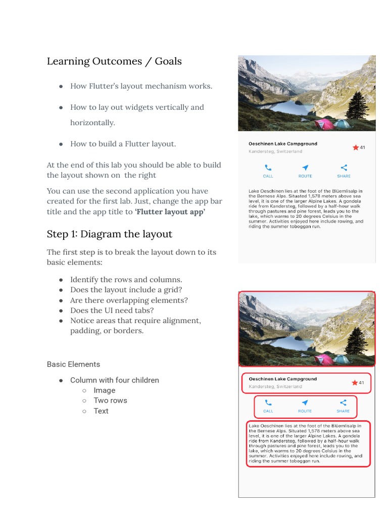 04 AMP in Flutter LAB 2 (Building Layouts) | PDF | Page Layout | Icon ...