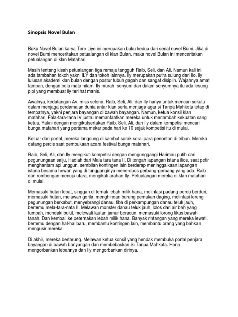 Sinopsis Novel Bulan Tere Liye | PDF