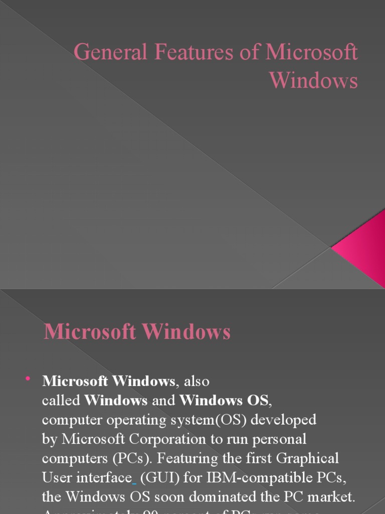 General Features of Microsoft Windows Lectures | PDF | Microsoft ...
