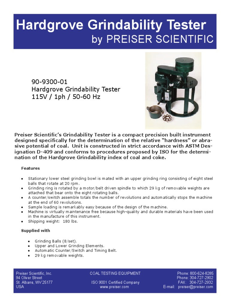 Hardgrove Grindability Tester Guide | PDF