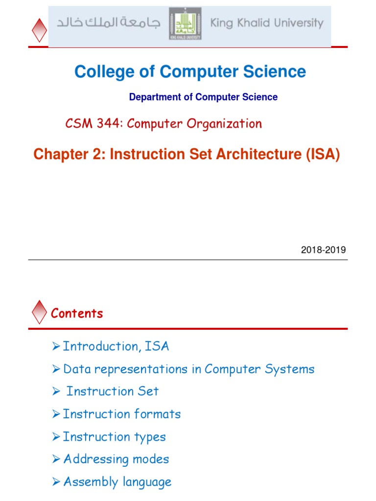 College of Computer Science: Chapter 2: Instruction Set Architecture ...