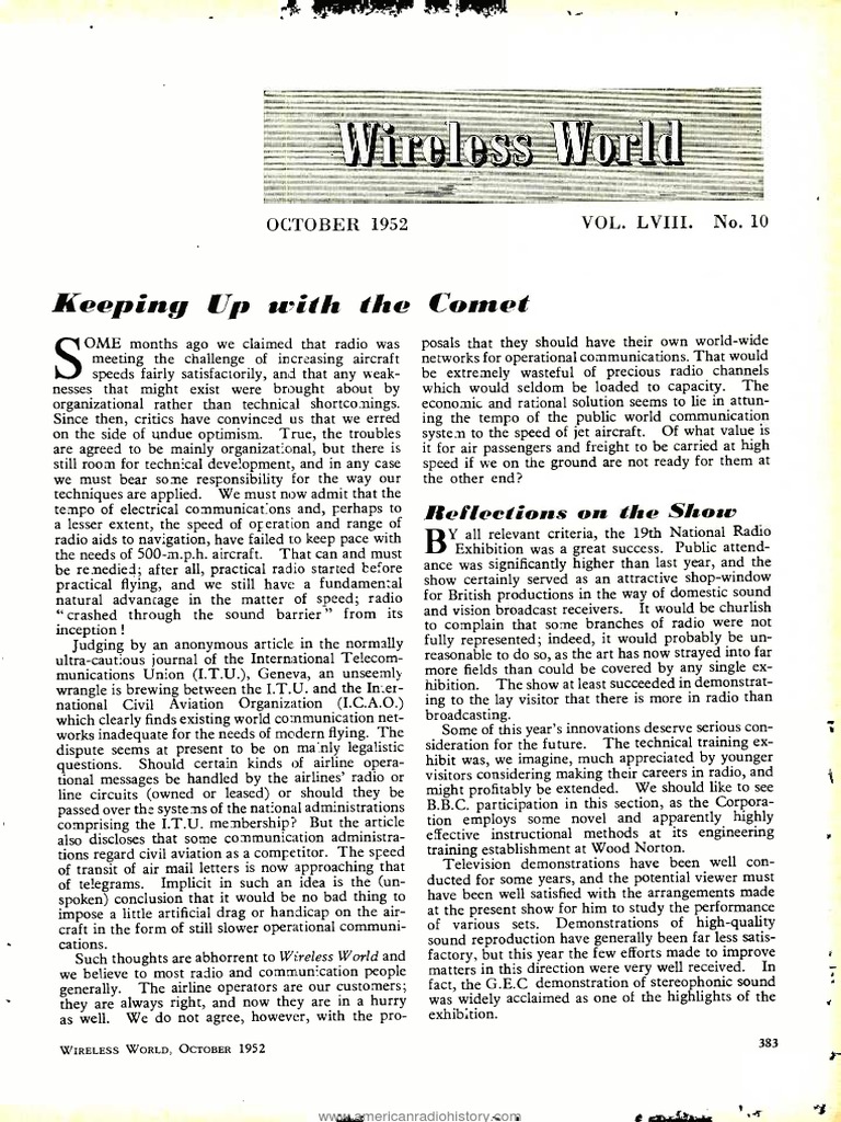 Wireless World 1952 10 | PDF | Vacuum Tube | Antenna (Radio)